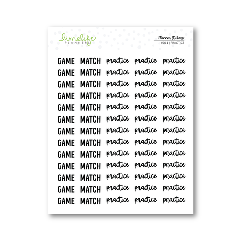Game, Practice, Match Stickers – Limelife Planners